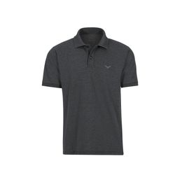 Poloshirt TRIGEMA "TRIGEMA Poloshirt DELUXE Piqué", Herren, Gr. L, grau (anthrazit, melange), 100% Baumwolle, Basic, Shirts
