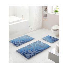 Badematte Grund Gr. 1, blau, grau, rechteckig (50cm x 60cm ), 1 Stk., Badematten, Badematte