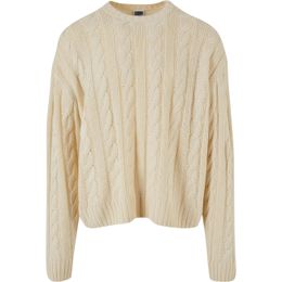 Rundhalspullover Urban Classics "Urban Classics Herren Boxy Sweater", Damen, Gr. 5XL, sand, 100% Polyacryl, unifarben, oversize, Rundhals, Pullover Rundhalspullover
