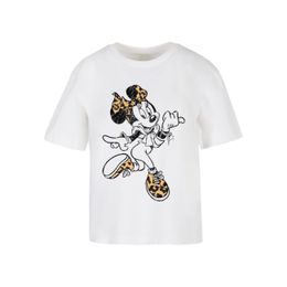 T-Shirt Merchcode "Merchcode Minnie Mouse Leo Tee", Damen, Gr. XS, wei&szlig;, 100% Baumwolle, bedruckt, oversize, Rundhals, Shirts T-Shirt