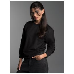 Sweatshirt TRIGEMA "TRIGEMA Sweatshirt", Damen, Gr. XL, schwarz, 70% Baumwolle, 30% Polyester, Basic, Sweatshirts Sweatshirt