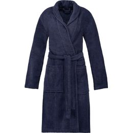 Unisex-Bademantel Esprit "Mono, ideal f&uuml;r Sauna & Spa, Hotelbademantel, Morgenmantel" Gr. L, blau (navy blau), L:107cm, Webfrottier, Hausm&auml;ntel, mit Schalkragen & Logostickerei