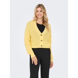 Strickjacke Only "ONLCAROL NICE L/S CARDIGAN KNT NOOS", Damen, Gr. XS, sunlight, Strick, Obermaterial: 100% Polyacryl, unifarben, regular fit h&uuml;ftlang, V-Ausschnitt, Rippb&uuml;ndchen, Strickjacken Strickjacke