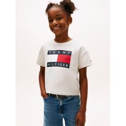 T-Shirt Tommy Hilfiger, Mädchen, Gr. 6 (116), light grau heather, Single Jersey, Obermaterial: 93% Baumwolle, 7% Elasthan, meliert, regular fit kurz, Rundhals, eingesetzt abgesteppte Kante, Shirts T-Shirt
