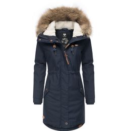 Winterjacke Ragwear "Tawny", Damen, Gr. L (40), blau (hellmarine), Au&szlig;enmaterial: 65% Polyester, 35% Baumwolle. Innenfutter: 100% Polyester. Wattierung: 100% Polyester, tailliert ca. Mitte Oberschenkel, mit Knopf Rippstrickb&uuml;ndchen, Jacken Winterjacke, stylischer Winterparka mit gro&szlig;er Kapuze und Kunstfellkragen