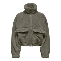 Pl&uuml;schjacke Only "ONLANNA CONTACT LIFE SOL JACKET CC OTW", Damen, Gr. L, smokey olive, Pl&uuml;sch, Obermaterial: 100% Polyester, unifarben, normal, Jacken