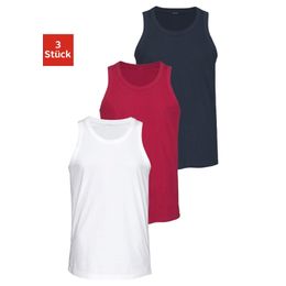 H.I.S. Tanktop H.I.S "Unterhemd für Herren", Herren, Gr. 9/XXXL, bunt (weiß, rot, marine), Jersey, Obermaterial: 100% Baumwolle, unifarben, Basic, körpernah, Rundhals, Tops Tanktop, mit Rundhals aus Baumwolle