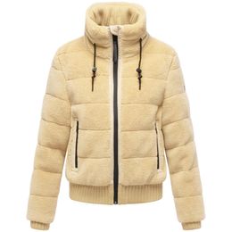 Plüschjacke Navahoo "Schneepuder 14", Damen, Gr. L (40), beige, Plüsch, Obermaterial: 100% Polyester; Innenfutter: 100% Polyester; Wattierung: 100% Polyester; Ärmelfutter: 100% Polyester, gerade hüftbedeckend, hoch geschlossener Ausschnitt, eng Rippbündchen, Jacken, warme Damen Teddyjacke für den Winter