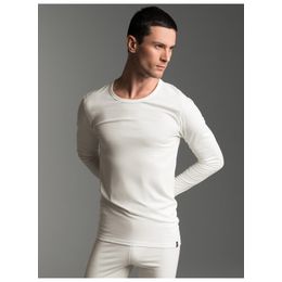 Longsleeve TRIGEMA "TRIGEMA Sportshirt aus Merinowolle", Herren, Gr. L, beige (natur), 80% Wolle (Merinowolle), 20% Polyamid, Shirts