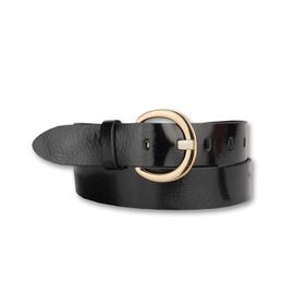 Bernd Götz Ledergürtel BERND GÖTZ "Ledergürtel mit runder goldener Ring-Schließe", Damen, Gr. 100, schwarz, Rindsleder, Gürtel Ledergürtel