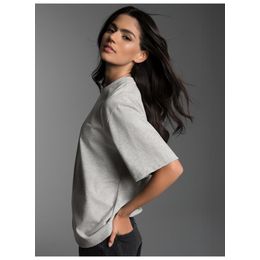 T-Shirt TRIGEMA "TRIGEMA Heavy Oversized T-Shirt", Damen, Gr. S, grau, melange, Single Jersey, 100% Baumwolle, Rundhals, Shirts T-Shirt