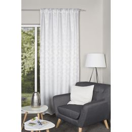 Vorhang Home Wohnideen "GINGKO" Gr. 3, wei&szlig; (wollwei&szlig;), B:135cm H:225cm, Polyester, Gardinen, Verdunkler, jacquardgemustertes Gingko-Blatt-Motiv, 100% verdunklend