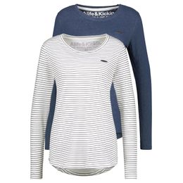 alife and kickin Langarmshirt ALIFE & KICKIN "Damen LeaAK", Damen, Gr. L, blau (cloudy), 60% Baumwolle, 40% Polyester, Shirts Langarmshirt