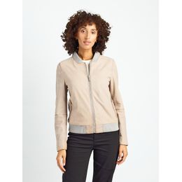 Blouson Maze "4202196", Damen, Gr. XL, blau (sky), Obermaterial: 100% Lammleder; Innenfutter: 100% Baumwolle; &Auml;rmelfutter: 100% Polyester; Strickmaterial: 95% Baumwolle, 5% Elasthan, Jacken Blouson