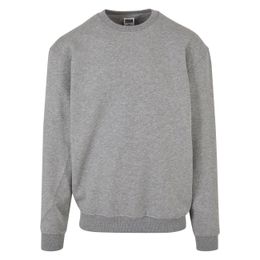 Rundhalspullover Urban Classics "Urban Classics Herren Crewneck Sweatshirt", Damen, Gr. XL, grau, 65% Baumwolle, 35% Polyester, unifarben, loose fit, Rundhals, Pullover Rundhalspullover