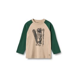 Longsleeve Wheat "Wheat T-shirt L/S Rolf", M&auml;dchen, Gr. 104, kale, 100% Baumwolle, bedruckt, normal, Rundhals, Shirts