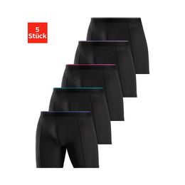 Langer Boxer AUTHENTIC LE JOGGER, Herren, Gr. S/4, 5 Stk., schwarz, Jersey, Obermaterial: 95% Baumwolle, 5% Elasthan, unifarben, k&ouml;rpernah, Unterhosen, mit zweifarbigem Webbund und l&auml;ngerem Bein
