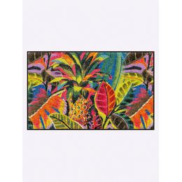 Fu&szlig;matte Salonloewe Gr. 2, gr&uuml;n, orange, B:50cm H:7mm L:75cm, Kunstfaser, Polyamid, Teppiche, Fu&szlig;matte