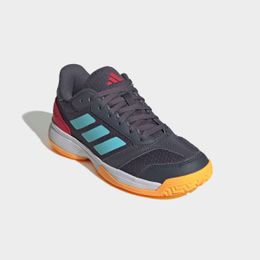 Hallenschuh adidas Performance "LIGRA 8 INDOOR KIDS", M&auml;dchen, Gr. 33, aurora onix, flash aqua, semi lucid rot, Synthetik, Textil, Schuhe Hallenschuh
