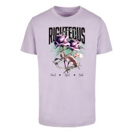 T-Shirt MisterTee "MisterTee Righteous Roses Tee", Damen, Gr. M, lila, 100% Baumwolle, bedruckt, normal, Rundhals, Shirts T-Shirt
