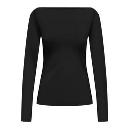 Langarmshirt Only "ONLKISS LIFE LS BOATNECK TOP CC JRS NOOS", Damen, Gr. L, schwarz, Jersey, Obermaterial: 95% Baumwolle, 5% Elasthan, unifarben, regular fit, Shirts Langarmshirt