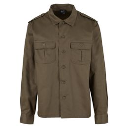 Langarmhemd Brandit "Brandit Herren US Shirt", Herren, Gr. L, US-Gr&ouml;&szlig;en, olive, 80% Polyester, 20% Baumwolle, unifarben, normal, Hemden