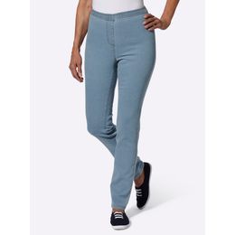 Schlupfjeans Classic Basics, Damen, Gr. 19, Kurzgr&ouml;&szlig;en, blau (blau, bleached), 81% Baumwolle, 17% Polyester, 2% Elasthan, unifarben, lang, Jeans Schlupfjeans