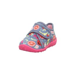 Hausschuh Superfit "SPOTTY WMS: mittel", M&auml;dchen, Gr. 25, blau multicolor, Baumwolle, bedruckt, Schuhe Hausschuh