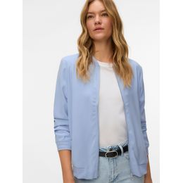 Véro Moda Bomberjacke VERO MODA "VMCOCO L/S BOMBER NOOS", Damen, Gr. L, brunnera blau, Web, Obermaterial: 96% Polyester, 4% Elasthan, unifarben, regular fit normal, Rundhals, Rippbündchen, Jacken Bomberjacke