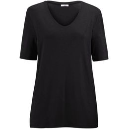 Emilia Lay - Shirt mit gerundetem V-Ausschnitt, schwarz, Gr. 54 / XXL