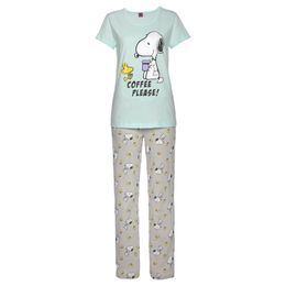 PEANUTS Pyjama Damen Gr&ouml;&szlig;e XS/S gelb / grau / mint / wei&szlig; Winterkleid