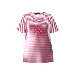 Ulla Popken T-Shirt Damen Gr&ouml;&szlig;e M/L himbeer / dunkelrot / wei&szlig;
