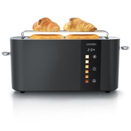 arendo Toaster Edelstahl, Langschlitz, Touch Display, Br&auml;unungsgrad- & Restzeitanzeige, 1 langer Schlitz, 2 Scheiben, 1000 W, Br&ouml;tchenaufsatz, w&auml;rmeisoliert