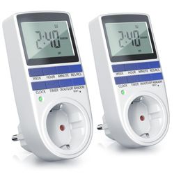 BEARWARE 2x Zeitschaltuhr, digital, 2,1" LCD-Display, max. 3680W, 10 Programme, Zufallsschaltung
