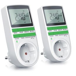 BEARWARE 2x Zeitschaltuhr, digital, programmierbar, LCD Display, Steckdosen Timer, max. 3680W