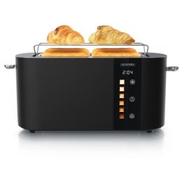 arendo Toaster Edelstahl, Langschlitz, Touch Display, Br&auml;unungsgrad- & Restzeitanzeige, 2 lange Schlitze, 4 Scheiben, 1500 W, Br&ouml;tchenaufsatz, w&auml;rmeisoliert