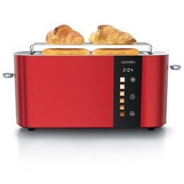 arendo Toaster Edelstahl, Langschlitz, Touch Display, Br&auml;unungsgrad- & Restzeitanzeige, 1 langer Schlitz, 2 Scheiben, 1000 W, Br&ouml;tchenaufsatz, w&auml;rmeisoliert