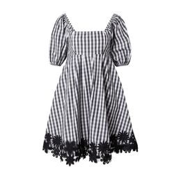 Kate Spade Kleid 'Spring Gingham Puff Sleeve Dress' Damen Gr&ouml;&szlig;e 40 schwarz / wei&szlig; Winterkleid