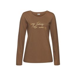 Lascana Schlafshirt Damen Gr&ouml;&szlig;e S/M braun / gold