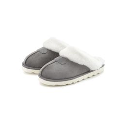 Vivance Hausschuh 'Pl&uuml;sch Hausschuhe, Pantolette, Pantoffeln, Clogs, Schlappen,' grau Gr. 42 f&uuml;r Damen. Mit Fellimitat