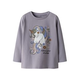 name it Shirt 'NMFTULINEA' M&auml;dchen Gr&ouml;&szlig;e 122/128 blau / lavendel / wei&szlig;