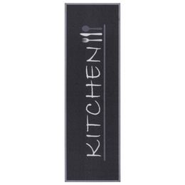 Hanse Home K&uuml;chenl&auml;ufer Cook & Clean, Schwarz, Wei&szlig;, Kunststoff, Schriftzug, rechteckig, 50x150 cm, Oeko-Tex&reg; Standard 100, f&uuml;r Fu&szlig;bodenheizung geeignet, rutschfest, pflegeleicht, strapazierf&auml;hig, platzsparend, leicht zusammenrollbar, rutschfeste Unterfl&auml;che, Teppiche & B&ouml;den, Teppiche, K&uuml;chenl&auml;ufer