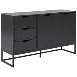 Novel Sideboard, Anthrazit, Schwarz, Metall, Holzwerkstoff, 2 F&auml;cher, 3 Schublade(n) Schubladen, 136x79x40 cm, Beim&ouml;bel erh&auml;ltlich, stehend, Wohnzimmer, Kommoden & Sideboards, Sideboards