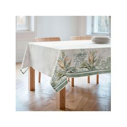 Mint Rugs Tischdecke "Floral And Tropical Dayana" in Wei&szlig;/ Gr&uuml;n - 65% | Gr&ouml;&szlig;e 155x155 cm |