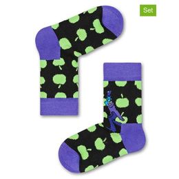 Happy Socks 2er-Set: Socken in Schwarz/ Lila - 82% | Größe 24-26 | Babysocken-strumpfhosen