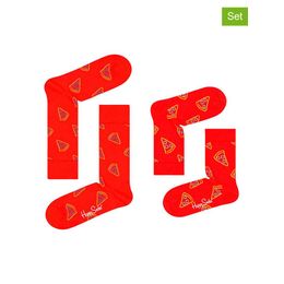Happy Socks 2er-Set: Socken "Mini & Me Pizza" in Rot - 62% | Gr&ouml;&szlig;e 13-21+41-46 | Babysocken-strumpfhosen