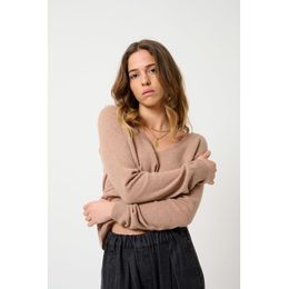 AUTHENTIC CASHMERE Kaschmir-Pullover "Giusalet" in Hellbraun - 64% | Gr&ouml;&szlig;e M | Damen-pullover-cardigans
