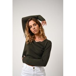 AUTHENTIC CASHMERE Kaschmir-Pullover "Galise" in Khaki - 64% | Gr&ouml;&szlig;e XL | Damen-pullover-cardigans