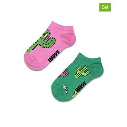 Happy Socks 2er-Set: Socken "Cactus" in Grün/ Rosa - 50% | Größe 33-35 | Kinder-socken-strumpfhosen