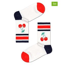 Happy Socks 2er-Set: Socken "Cherries" in Rot/ Wei&szlig; - 79% | Gr&ouml;&szlig;e 28-31 | Babysocken-strumpfhosen